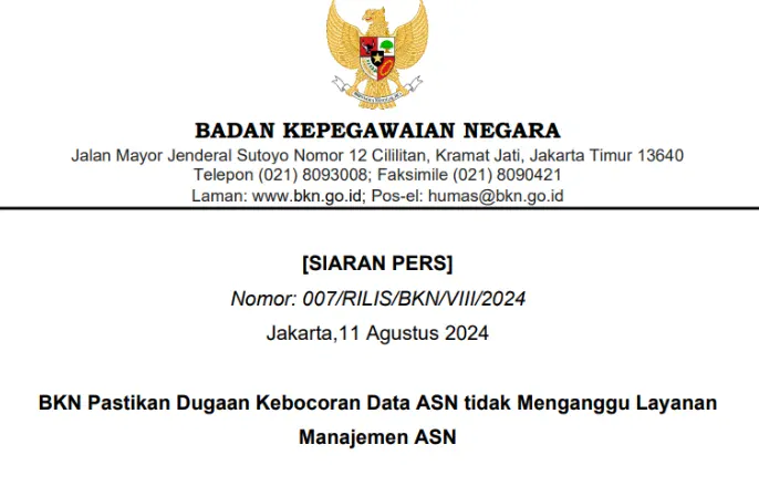 Data Bocor dan Dijual Seharga 159 Juta Rupiah, Begini Kata BKN ...
